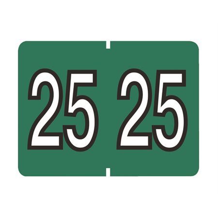 End Tab Year Filing Labels 2025 - green - Direct Line Supplies