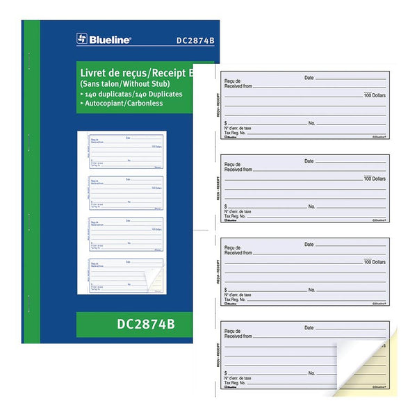 Blueline Receipt Book (BLIDC2874B) - Direct Line Supplies