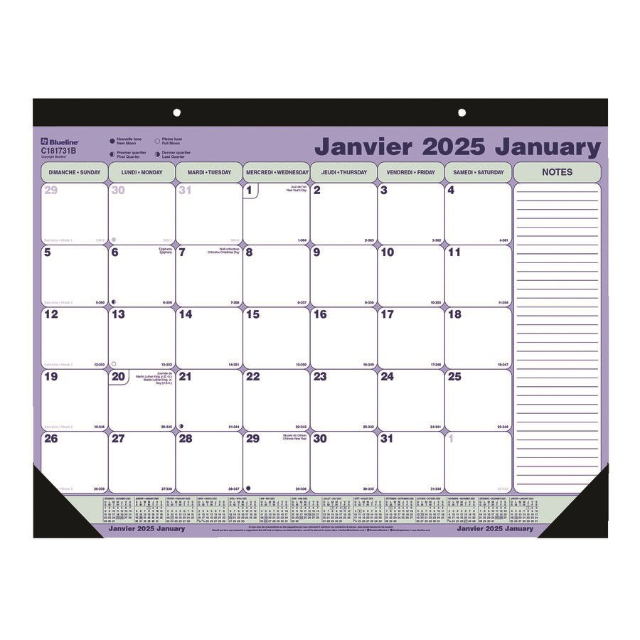 Blueline Monthly Desk Pad Calendar, 21-1/4" x 16" , English (BLIC18173 ...