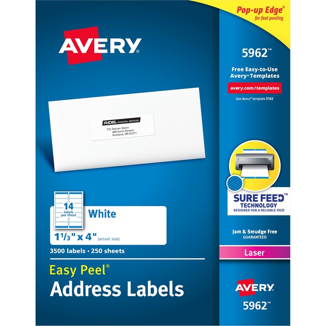 Avery® White Rectangle Labels with Sure Feed™ TechnologyEasy - Direct ...