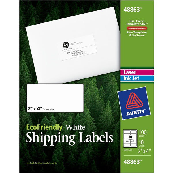 Avery® Eco-Friendly Shipping Labels for Laser and Inkjet Printers ...